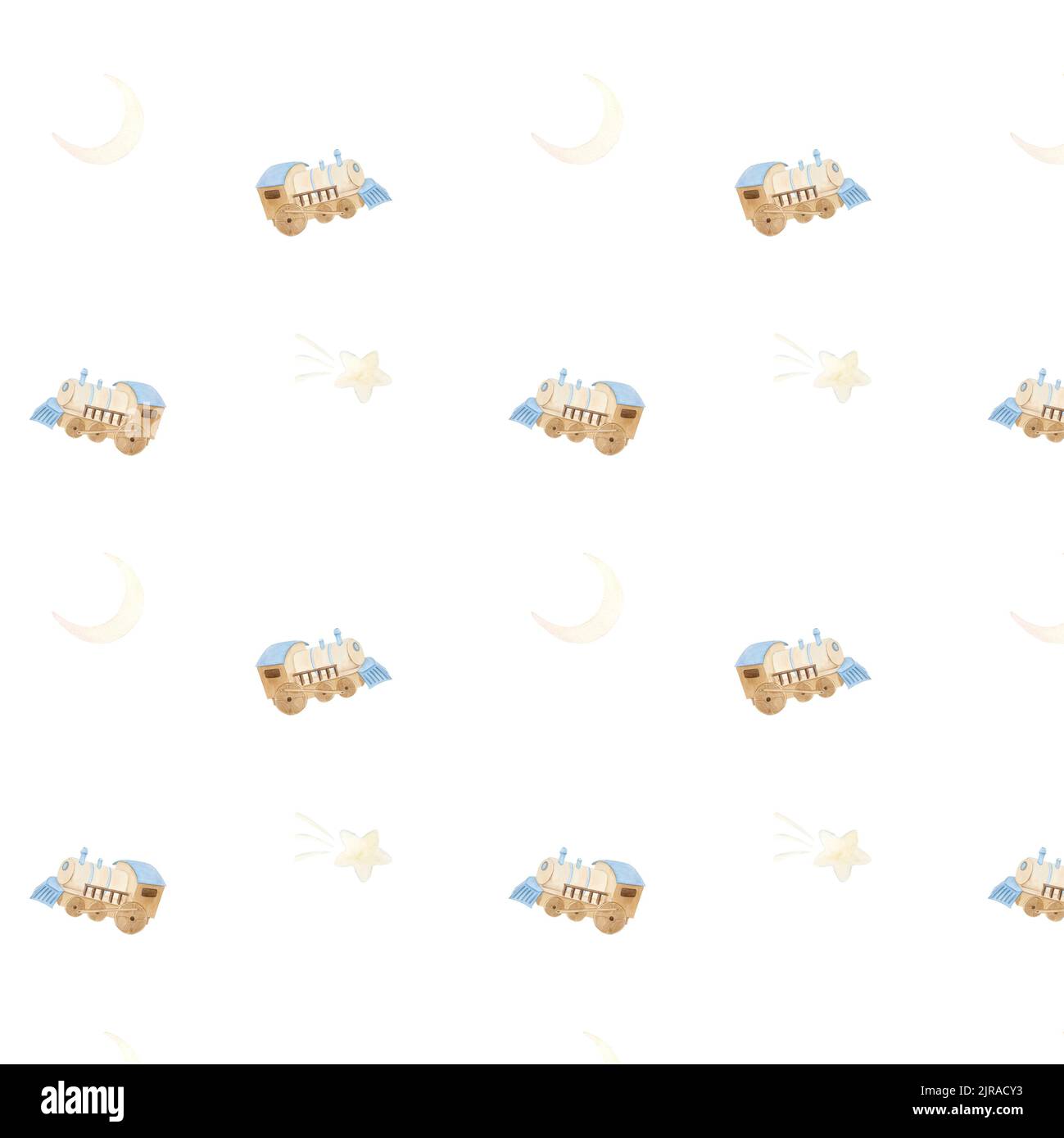 Watercolor illustration depicting vintage cute fairy tale clouds, moon ...