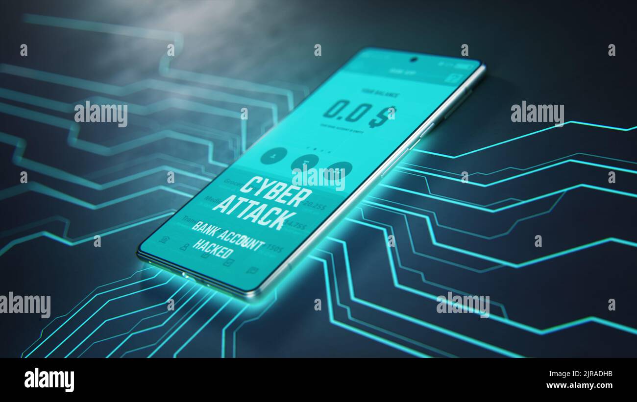 3D Render of money being transferred from bank account on smartphone ...