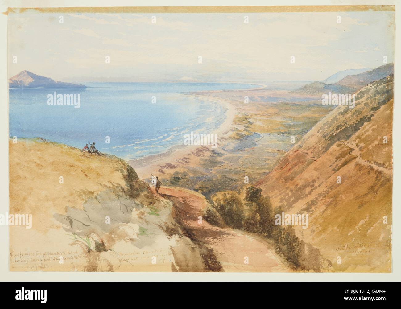 Horokiwi Road looking down to Paekakariki, 1868, by Nicholas Chevalier ...