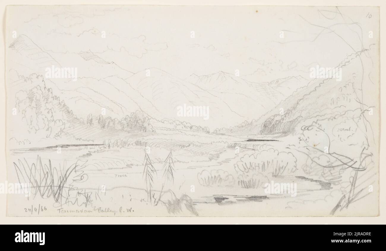 Teremakau Valley, looking west., 1866, by Nicholas Chevalier. Gift of ...