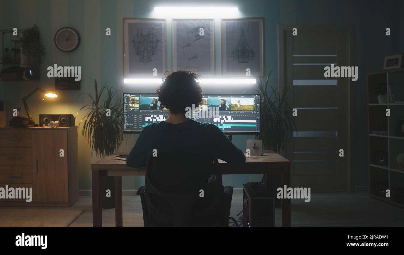 Back view anonymous man using hi-res stock photography and images - Alamy