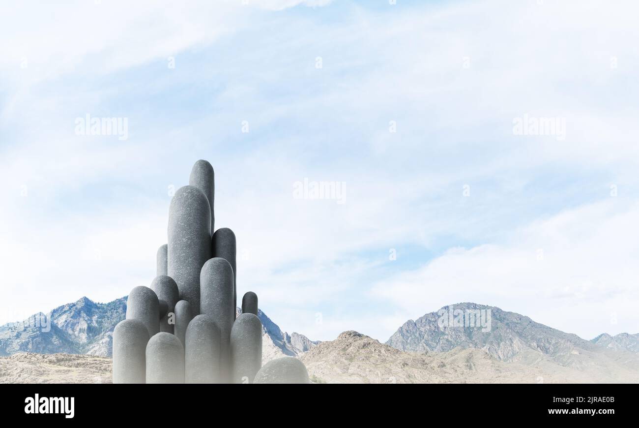 Multiple stone columns with breathtaking landscape Stock Photo - Alamy