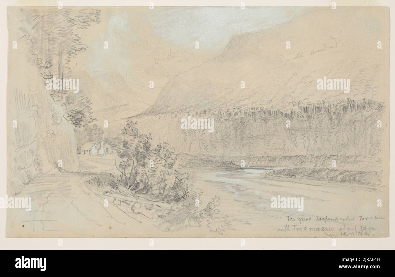 The great perpendicular terrace on the Teremakau., 1866, by Nicholas ...