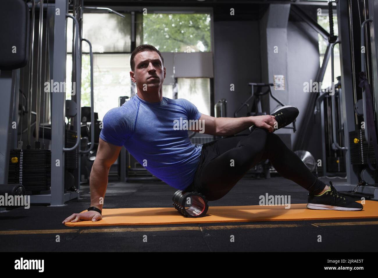 Athlete using gym roller hi-res stock photography and images - Alamy