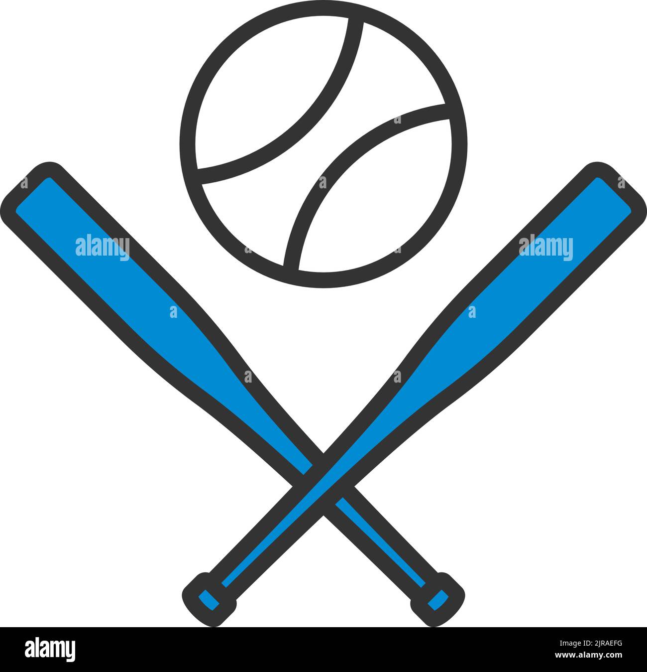 Baseball Crossed Buts And Ball Icon. Editable Bold Outline With Color ...