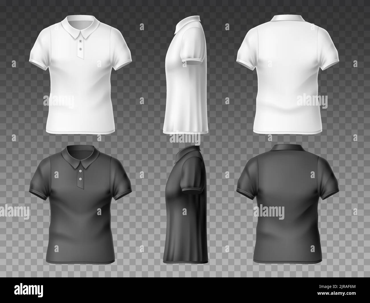 Realistic t-shirt front back and side. Different view angles empty ...