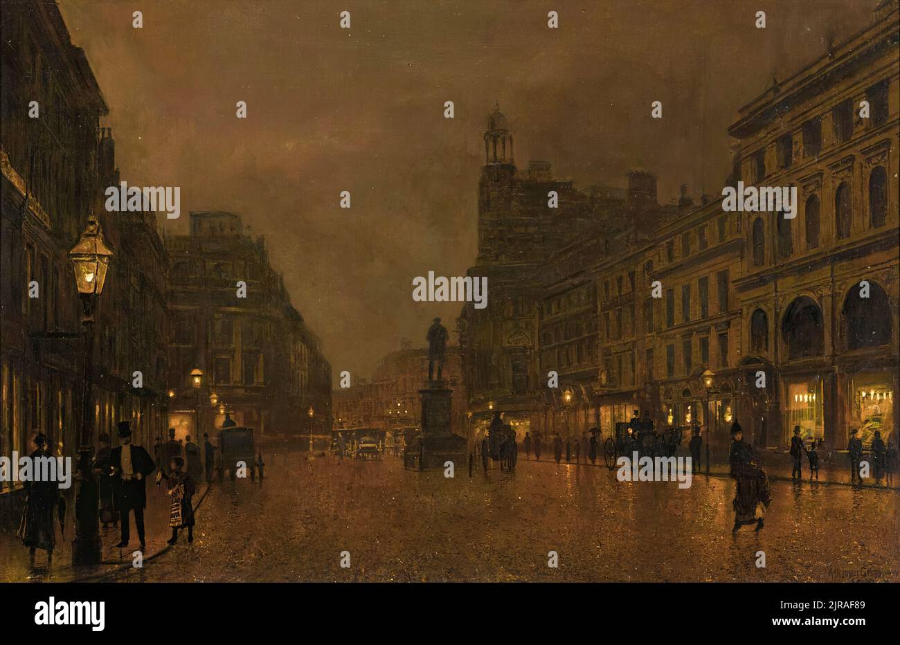 St Anne’s Square and Exchange, Manchester, painting in oil on paper ...