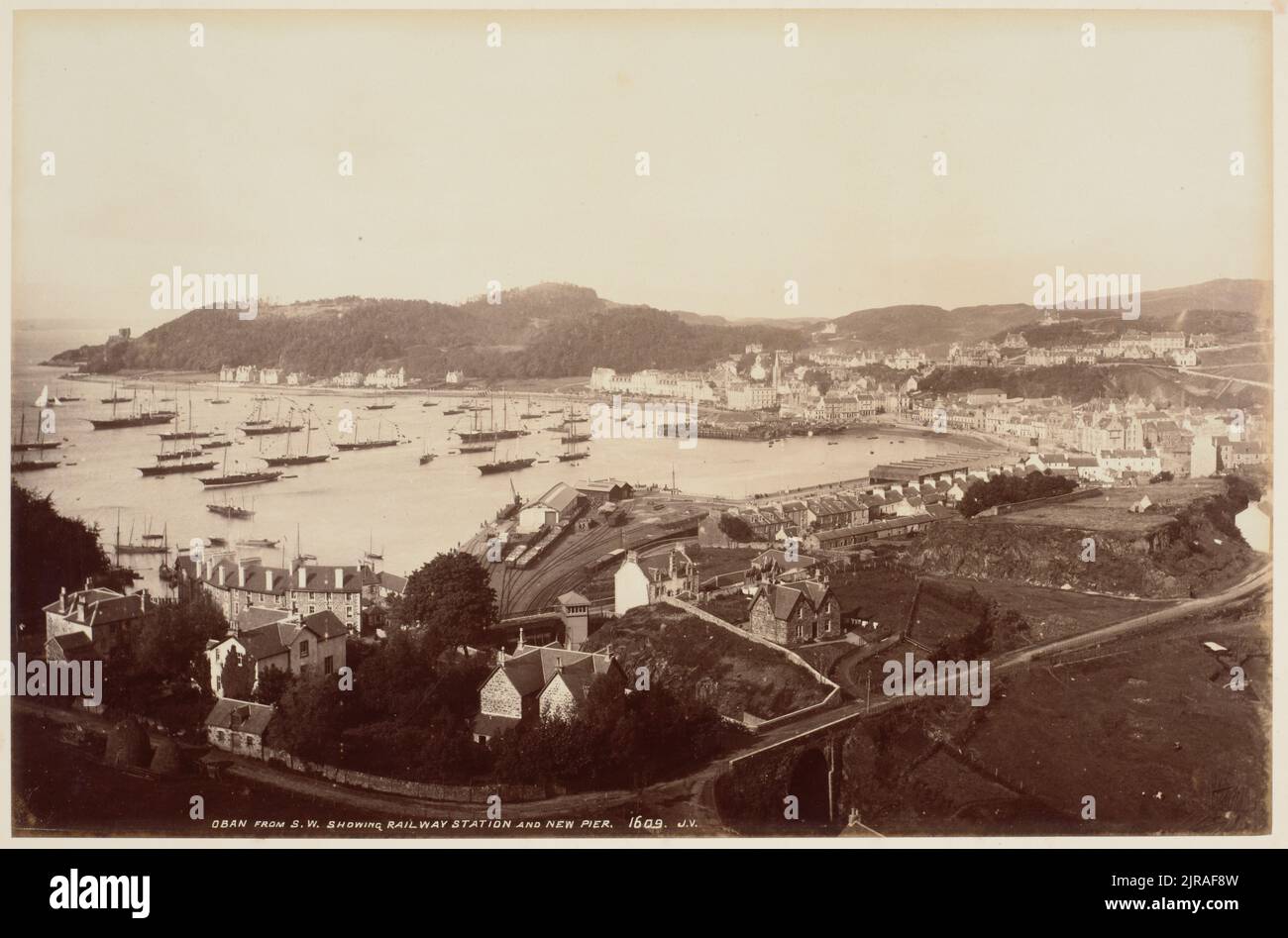 Oban from South West Showing Railway Station and New Pier. From the ...