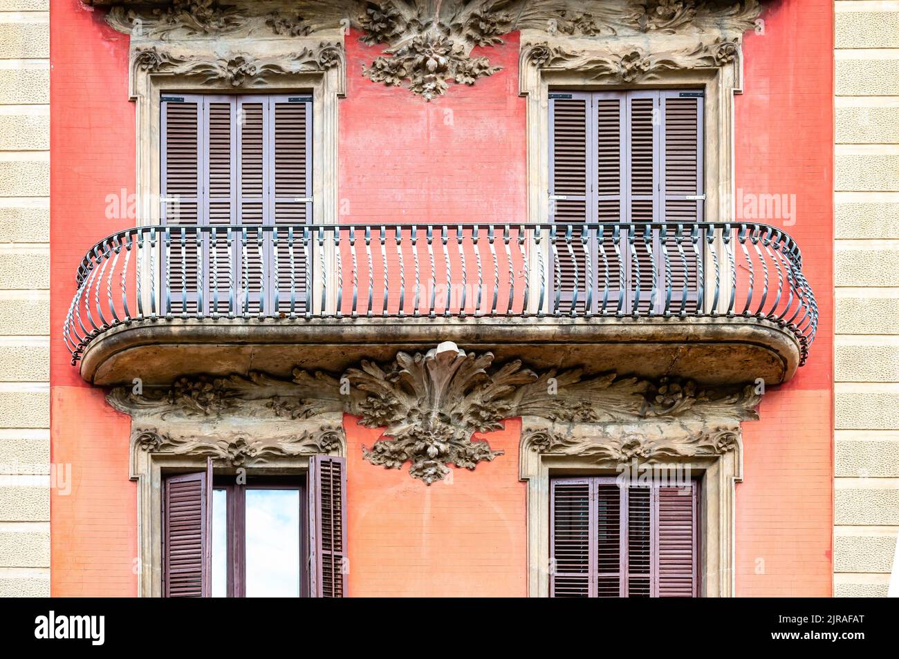 Colonial style architecture detail in Barcelona, Spain Stock Photo - Alamy
