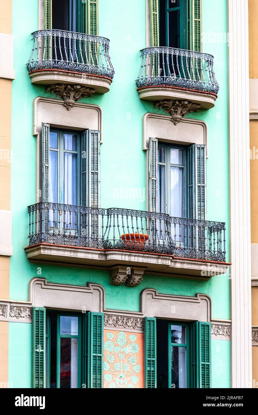 Colonial style architecture detail in Barcelona, Spain Stock Photo - Alamy