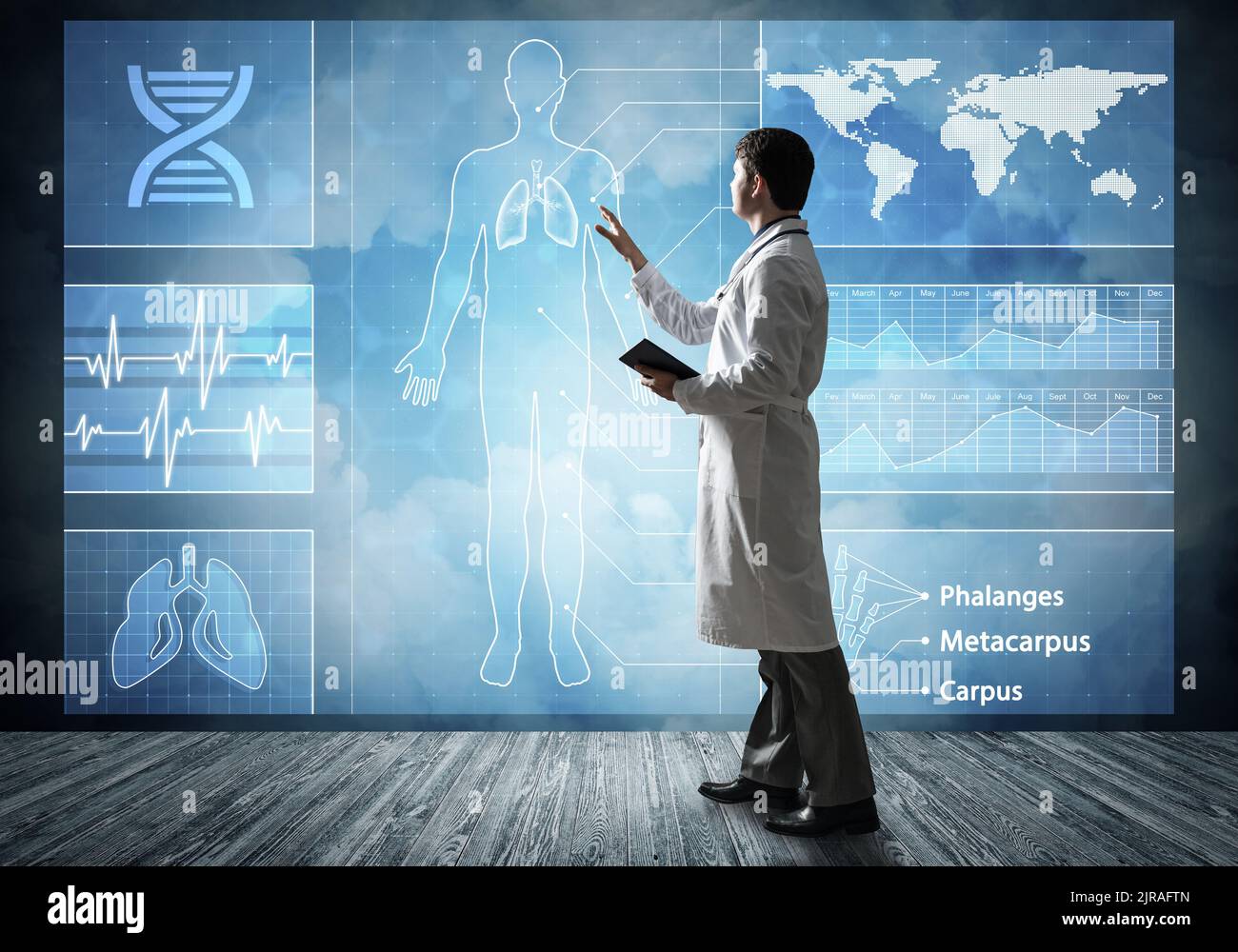 Doctor faces digital interface Stock Photo - Alamy