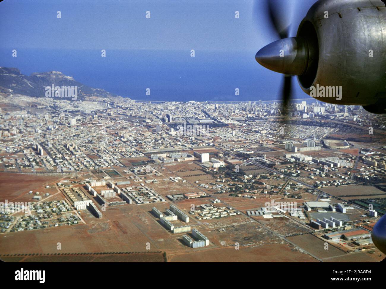 Algeria, Oran: aerial view of the city and its harbour by the ...