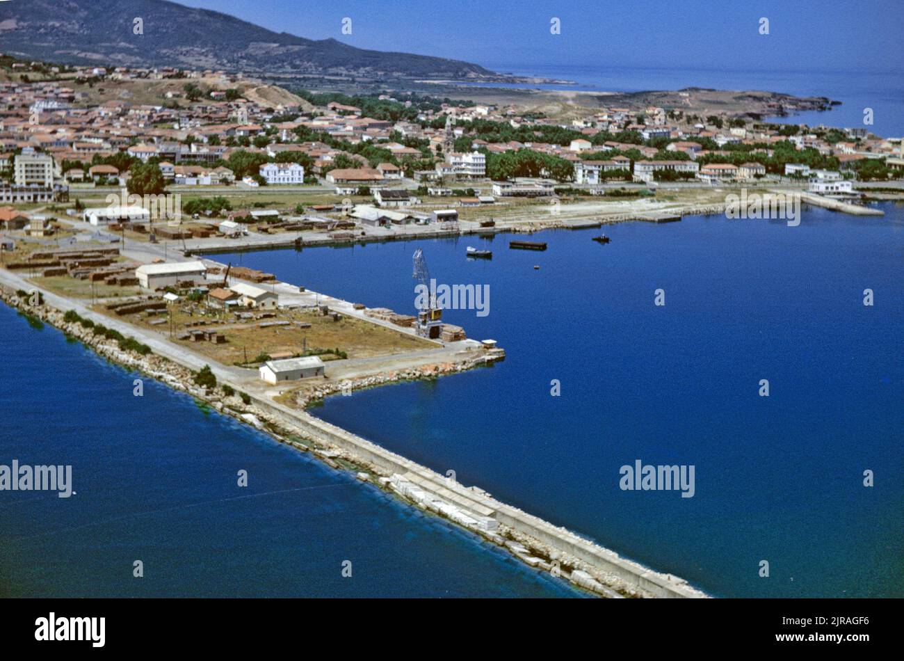 Algeria, Jijel: aerial view of the harbour of Jijel, ex-Igilgili, from a plane flying at low ...