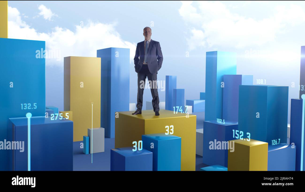 Zoom out view of confident middle aged businessman in elegant suit ...