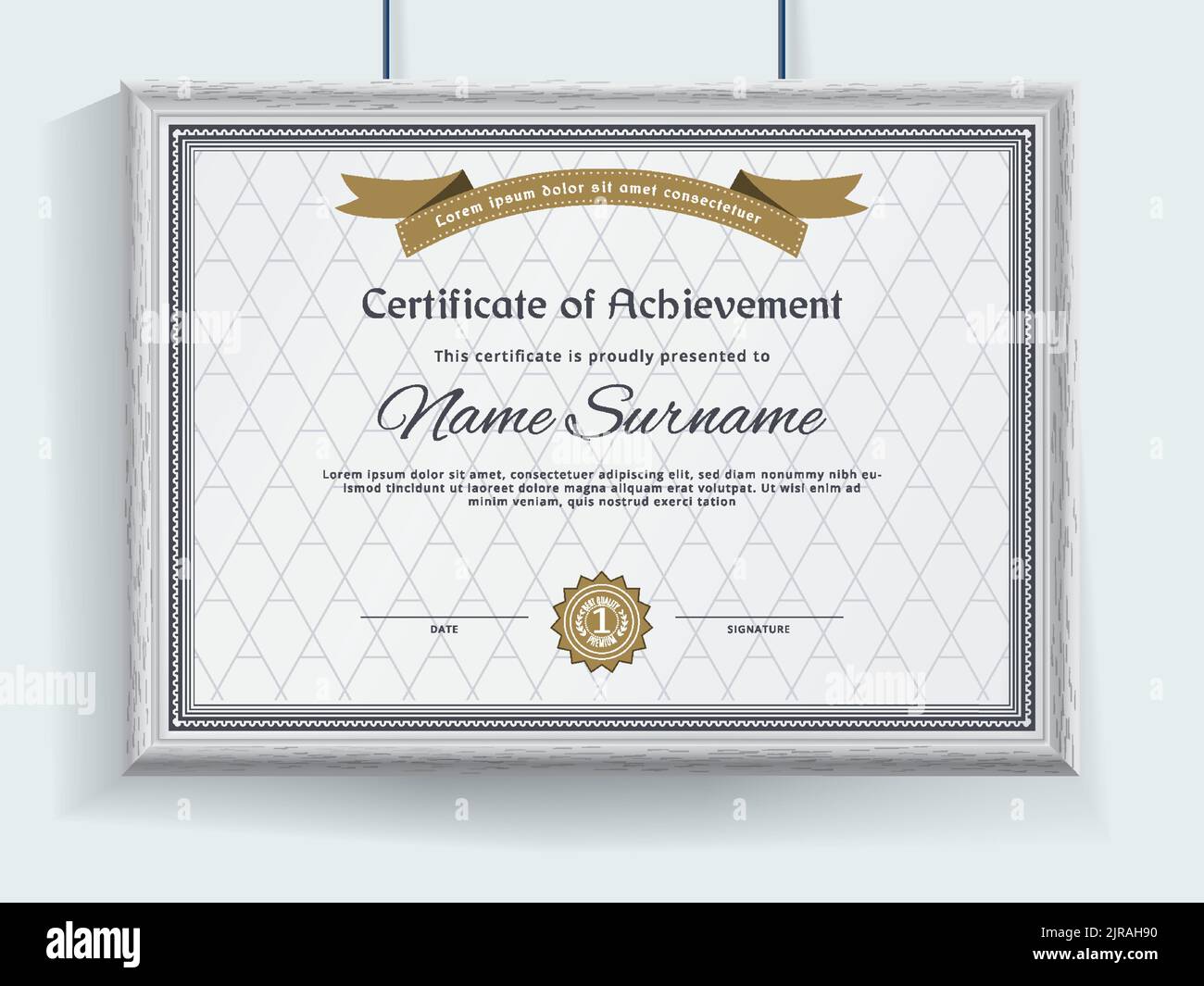 Certificate border. Grey ornamental frame for certificate blank, Vector ...