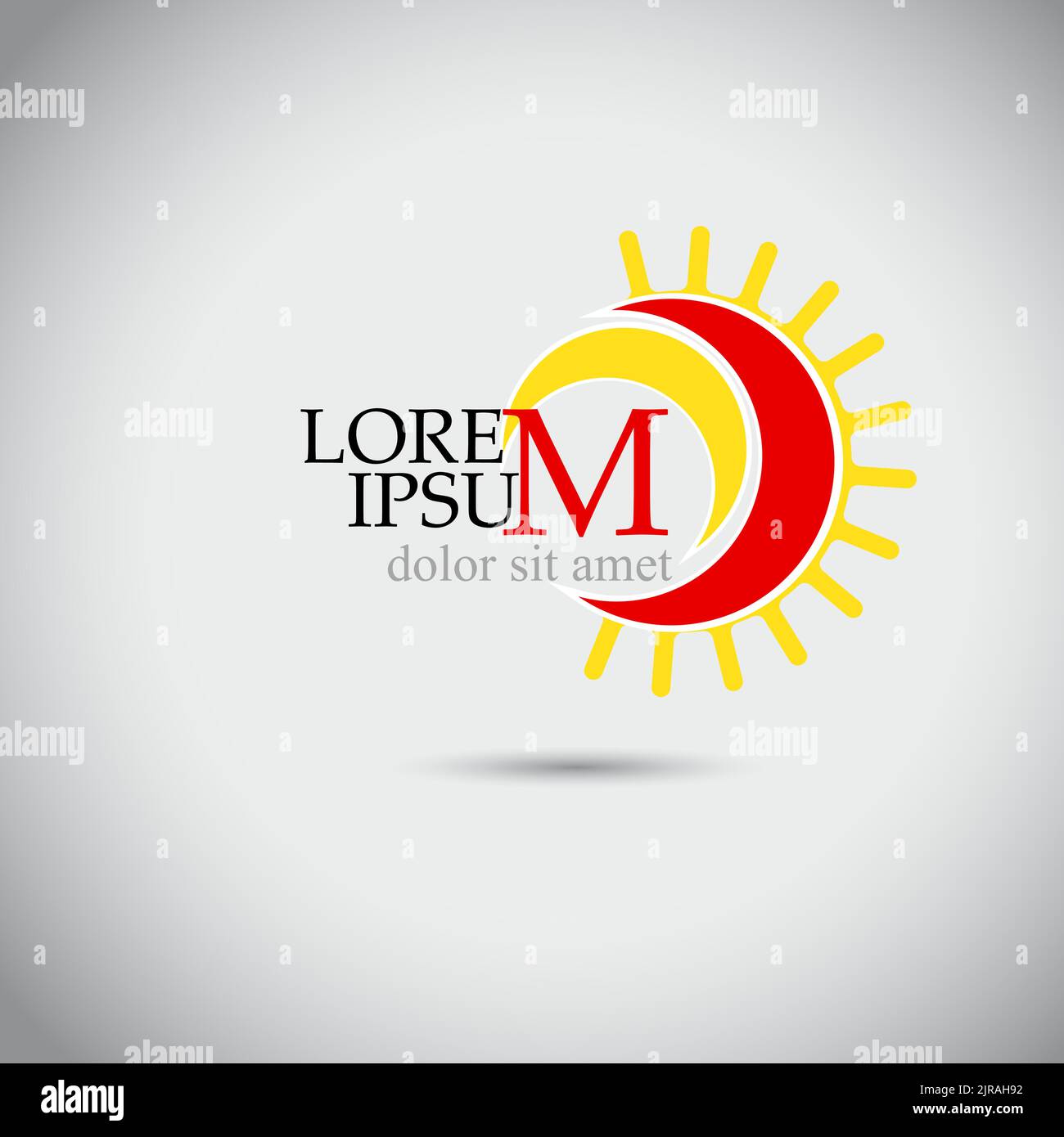 The sun logo is red and yellow. Vector illustration Stock Vector Image ...