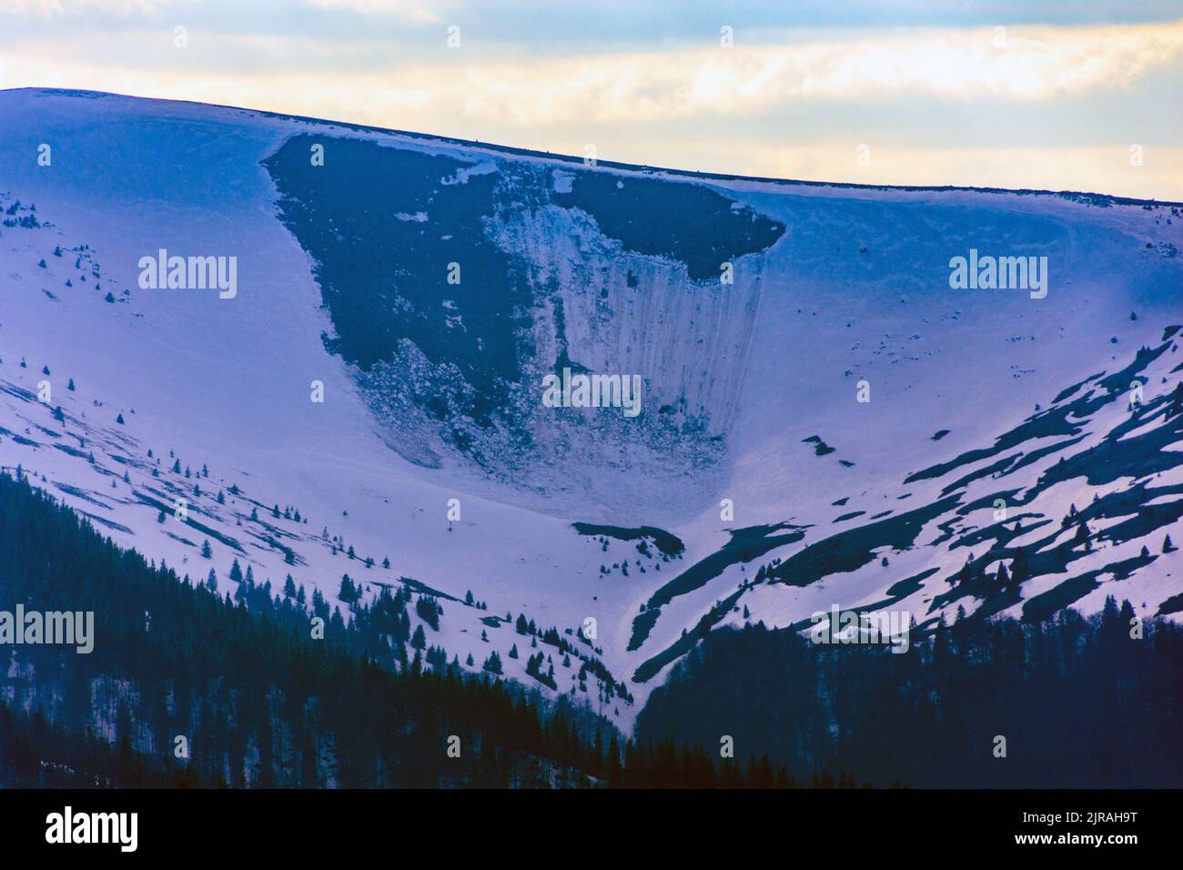 A breathtaking mountainous landscape with conifers between Velka Fatra ...