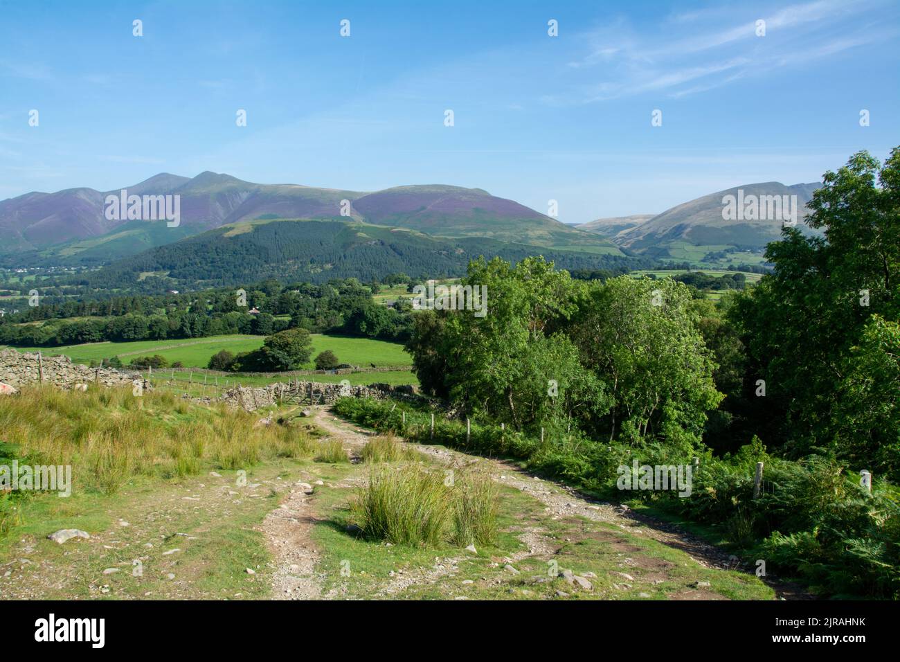 Path leading through rugged countryside in the Lake District, Cumbria ...