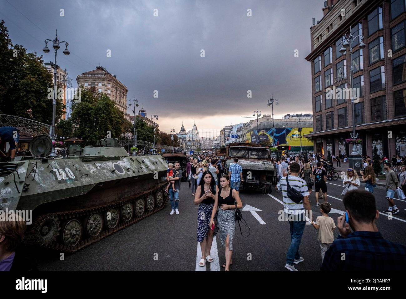 Citizens flocked to see the exhibit of destroyed Russian military ...