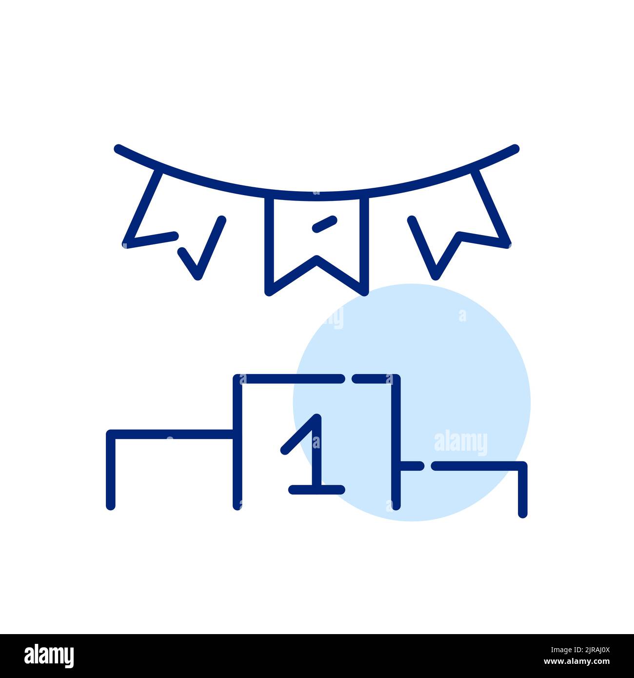 Competition winners podium with flag garland. Pixel perfect, editable ...