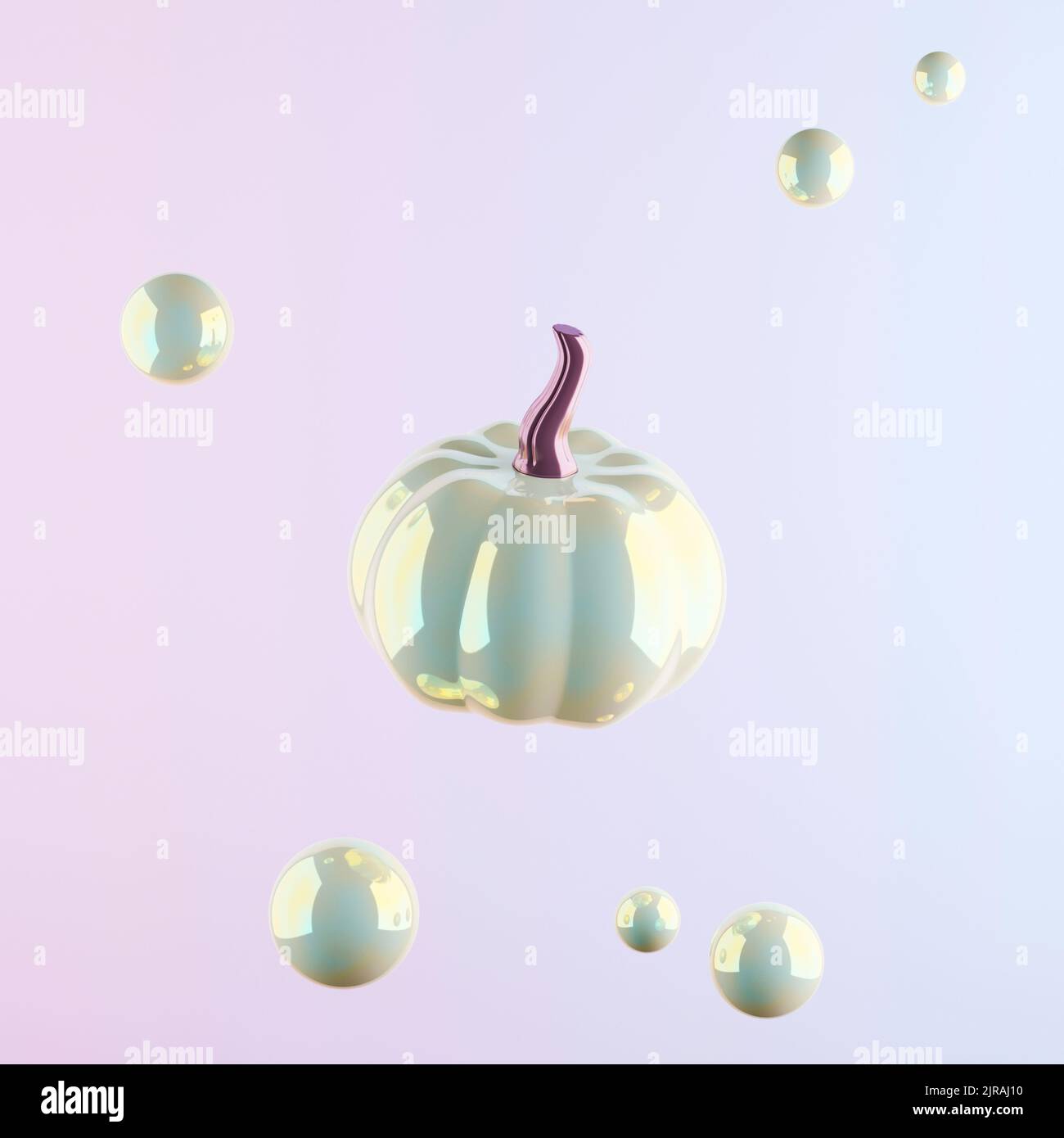 Holographic pumpkin fly on minimal gradient background. Fall and ...