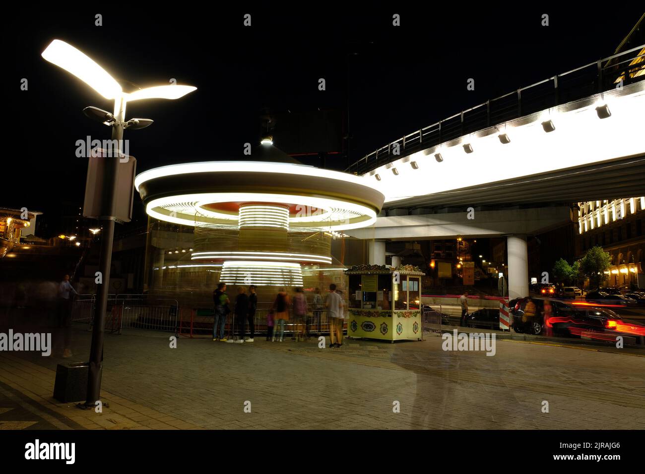 Rotating carousel in Kiev, Ukraine Stock Photo - Alamy