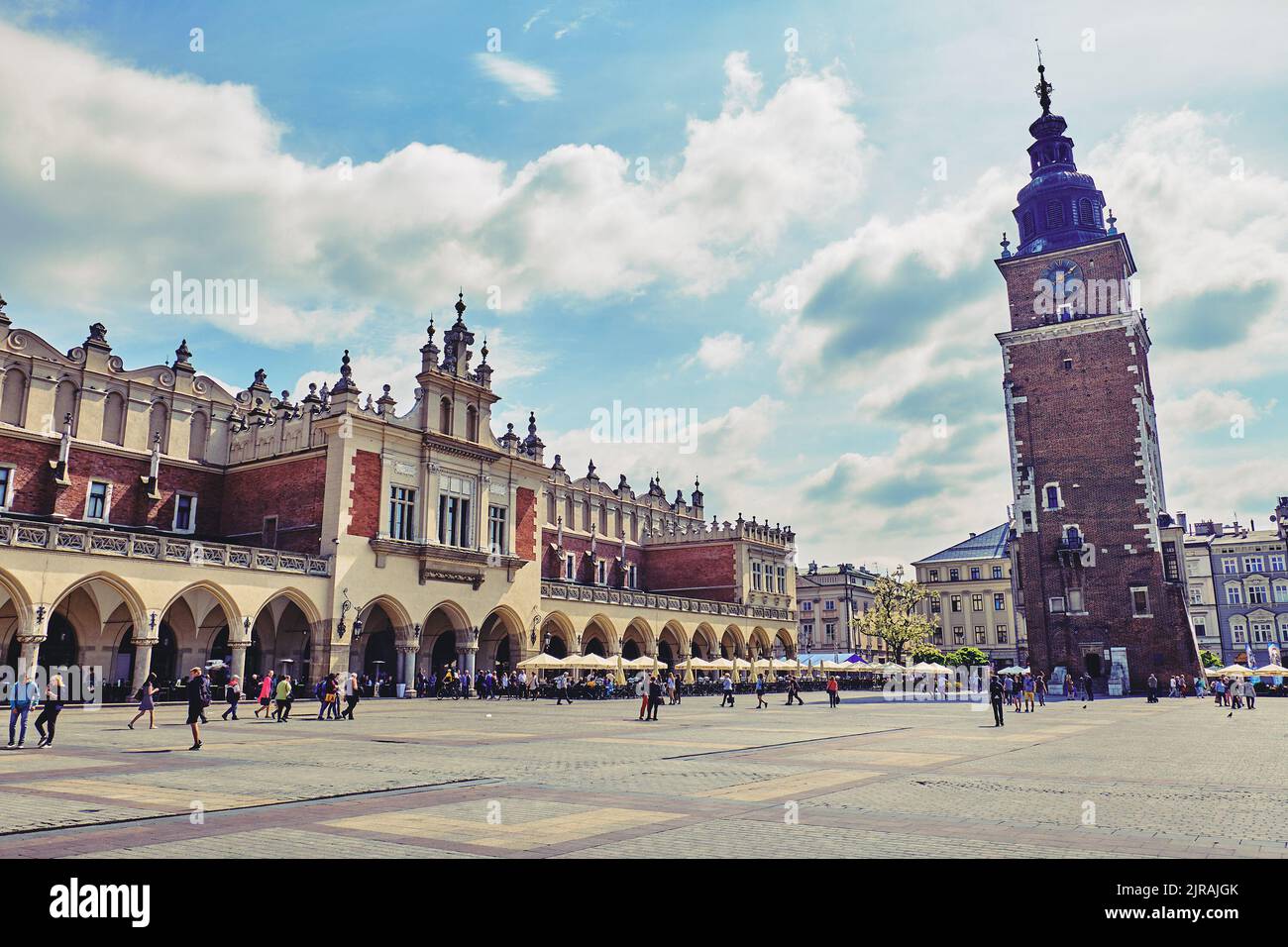 KRAKOW, POLAND - MAY 8, 2018: Town Hall Tower is one of the main focal ...