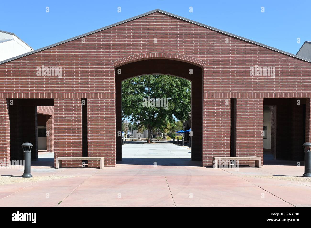 IRVINE, CALIFORNIA - 21 AUG 2022: Arch leading to the Gym and the ...