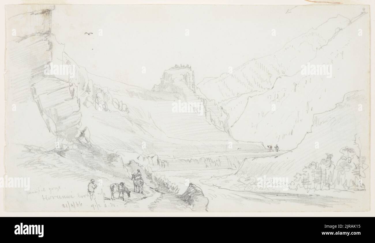 Principal gorge Hurunui looking up., 1866, by Nicholas Chevalier. Gift ...