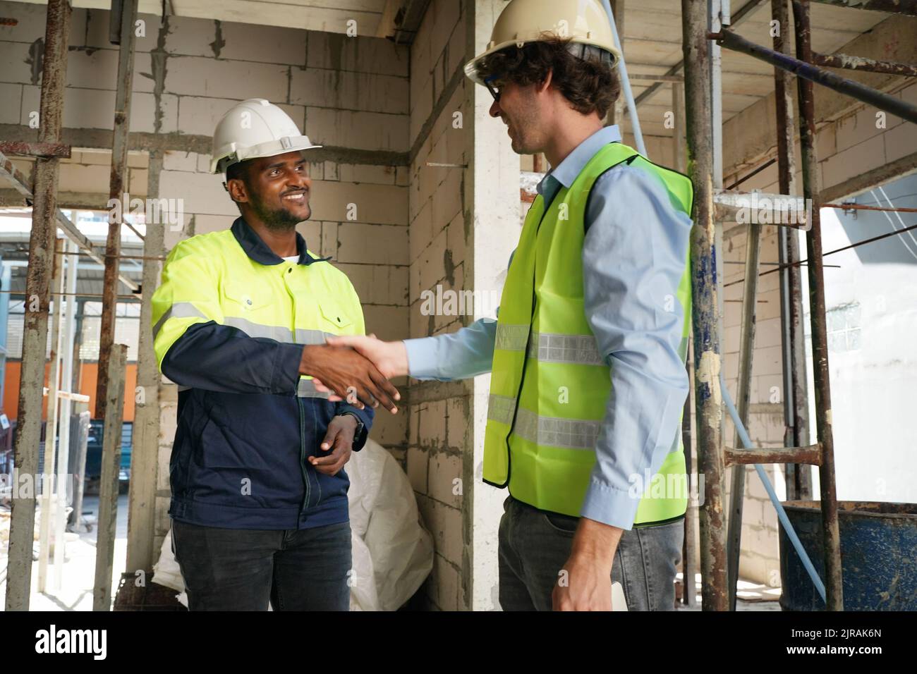 Residential Building. Construction Industry. Caucasian Contractor in ...