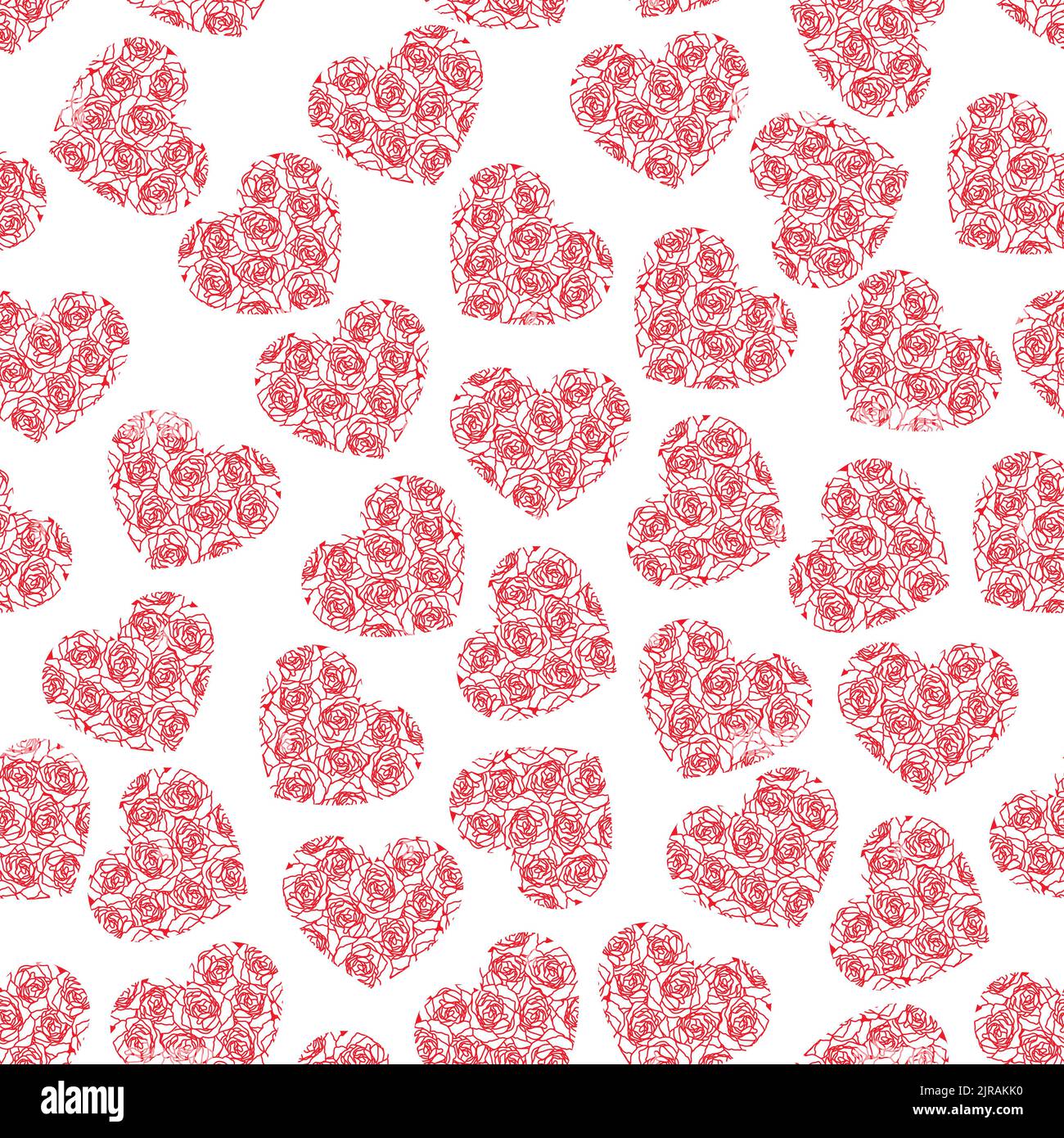 Pattern with Red Hearts with Flowers. Valentines day. Hearts file. Love ...