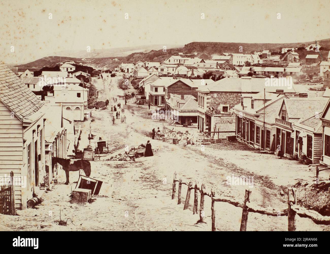 Princes Street, Dunedin, 1860, Dunedin, by William Meluish Stock Photo ...