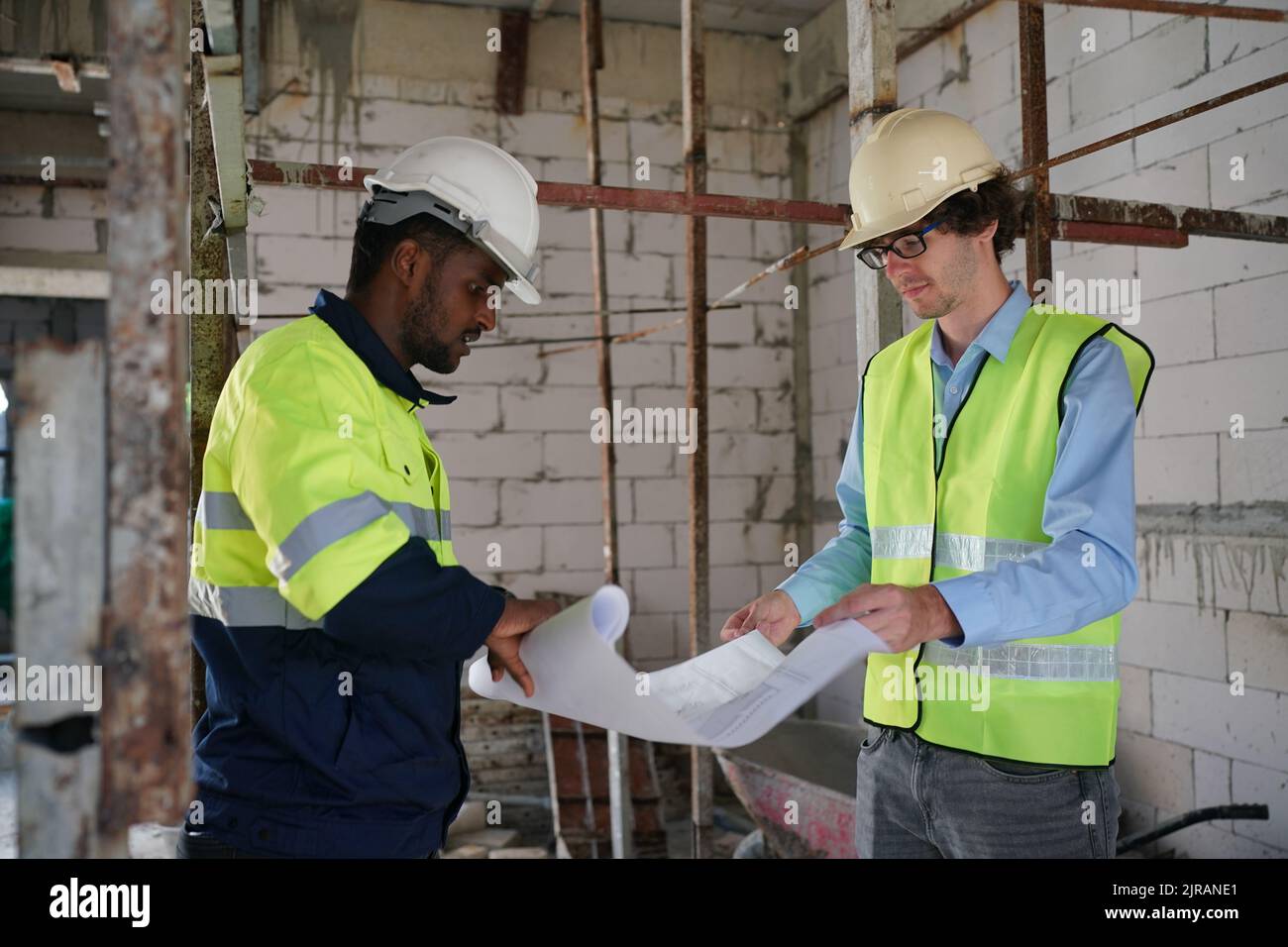 Residential Building. Construction Industry. Caucasian Contractor in ...