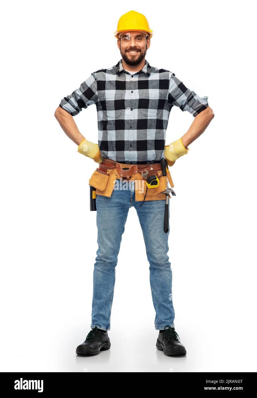 Happy confident young builder hi-res stock photography and images - Alamy