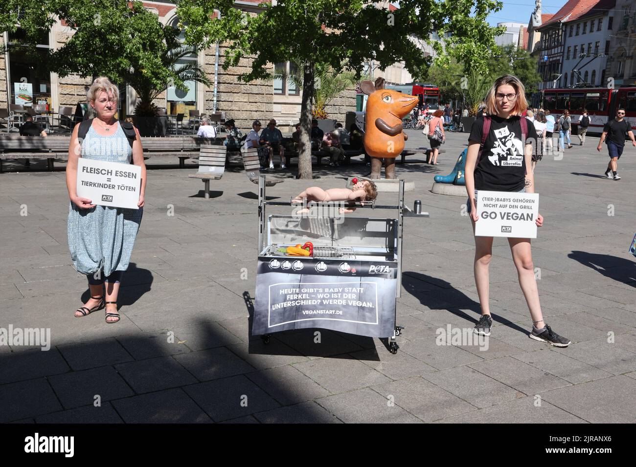 Erfurt, Germany. 23rd Aug, 2022. Members of the animal rights ...