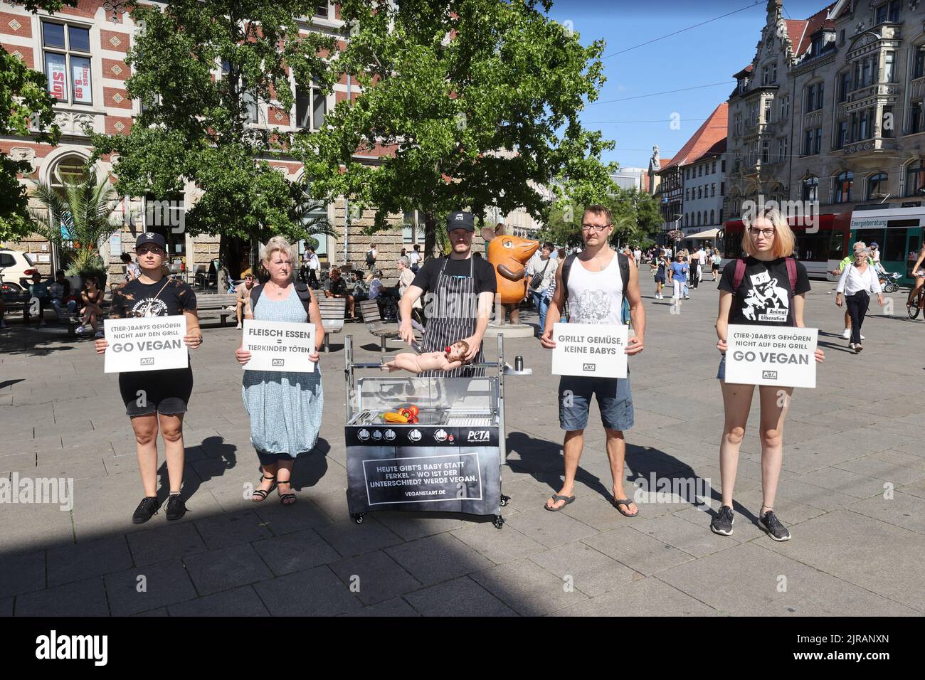 Erfurt, Germany. 23rd Aug, 2022. Members of the animal rights ...
