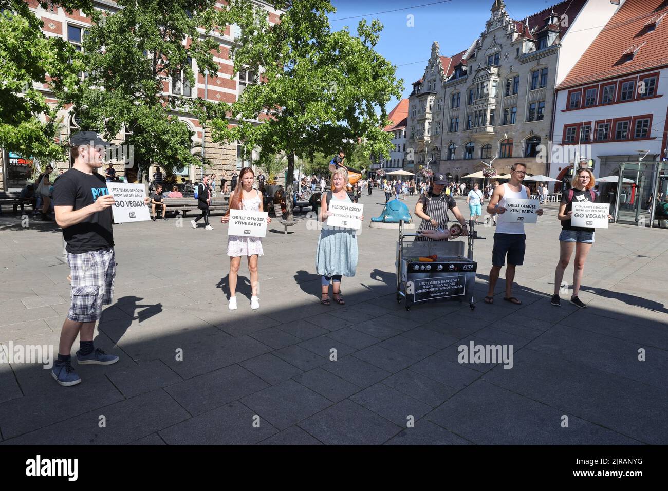 Erfurt, Germany. 23rd Aug, 2022. Members of the animal rights ...