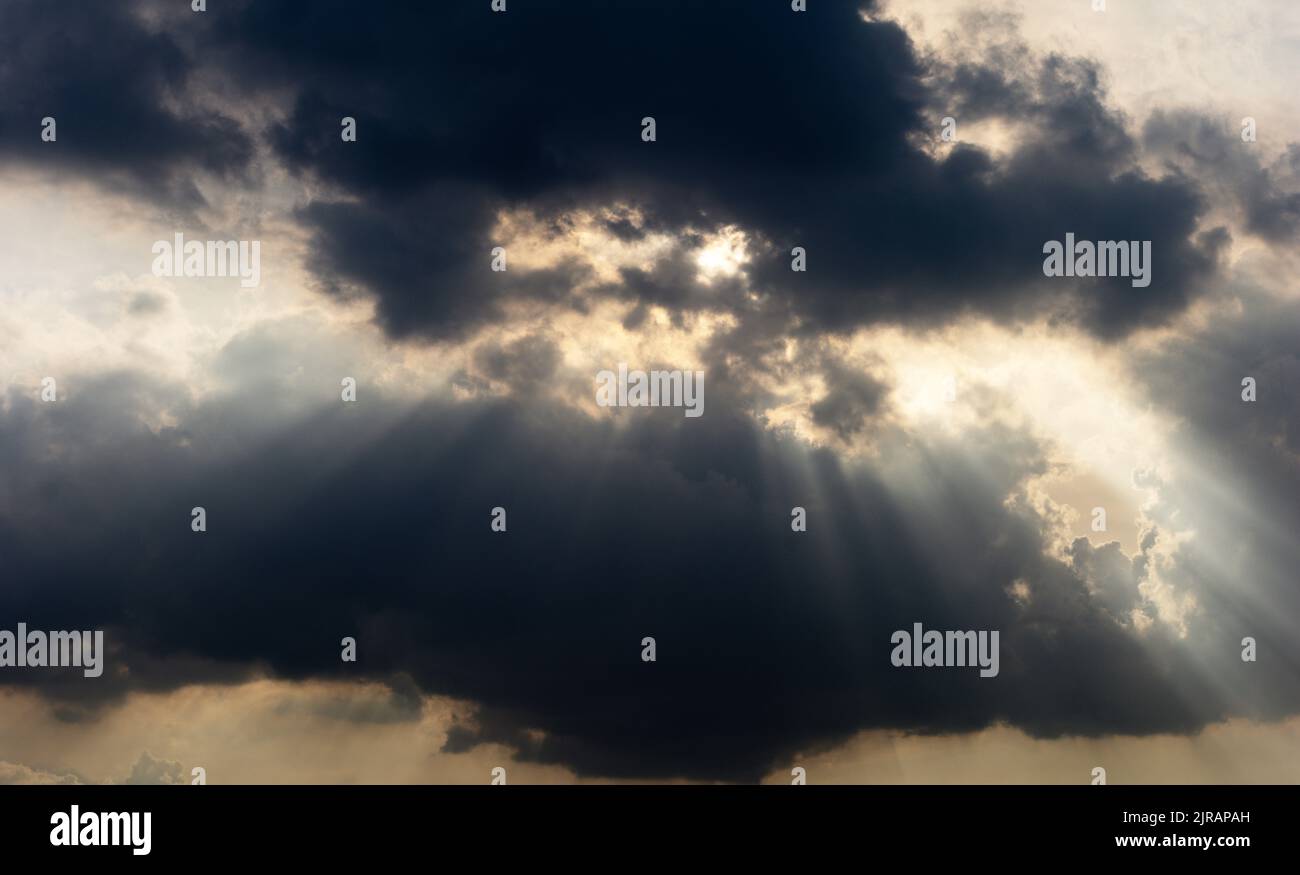 the dark clouds with sunny of sunset before raining Stock Photo - Alamy