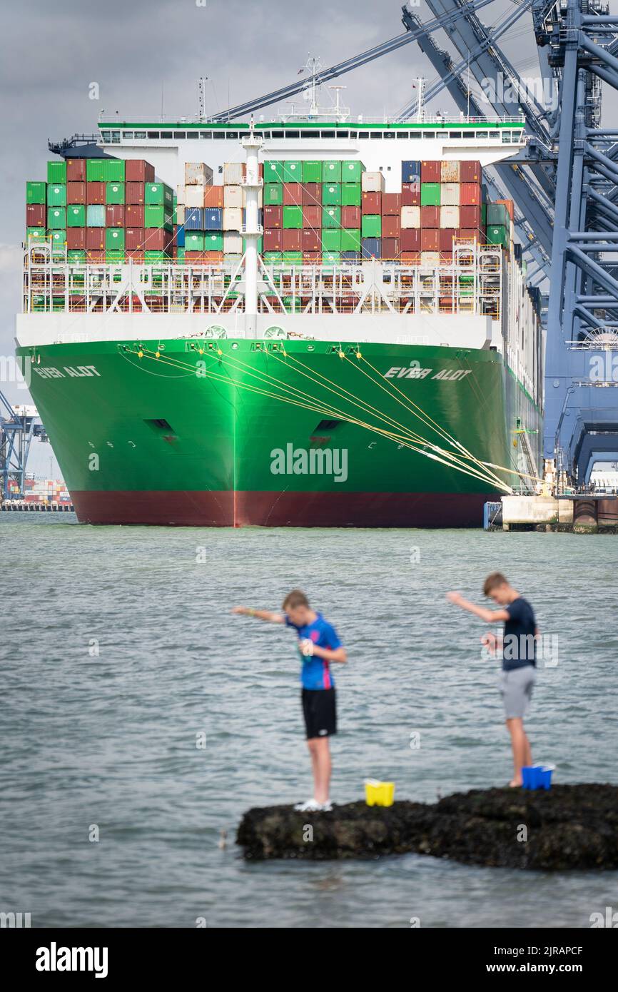 The container ship the Ever Alot one of the biggest cargo ships in the ...