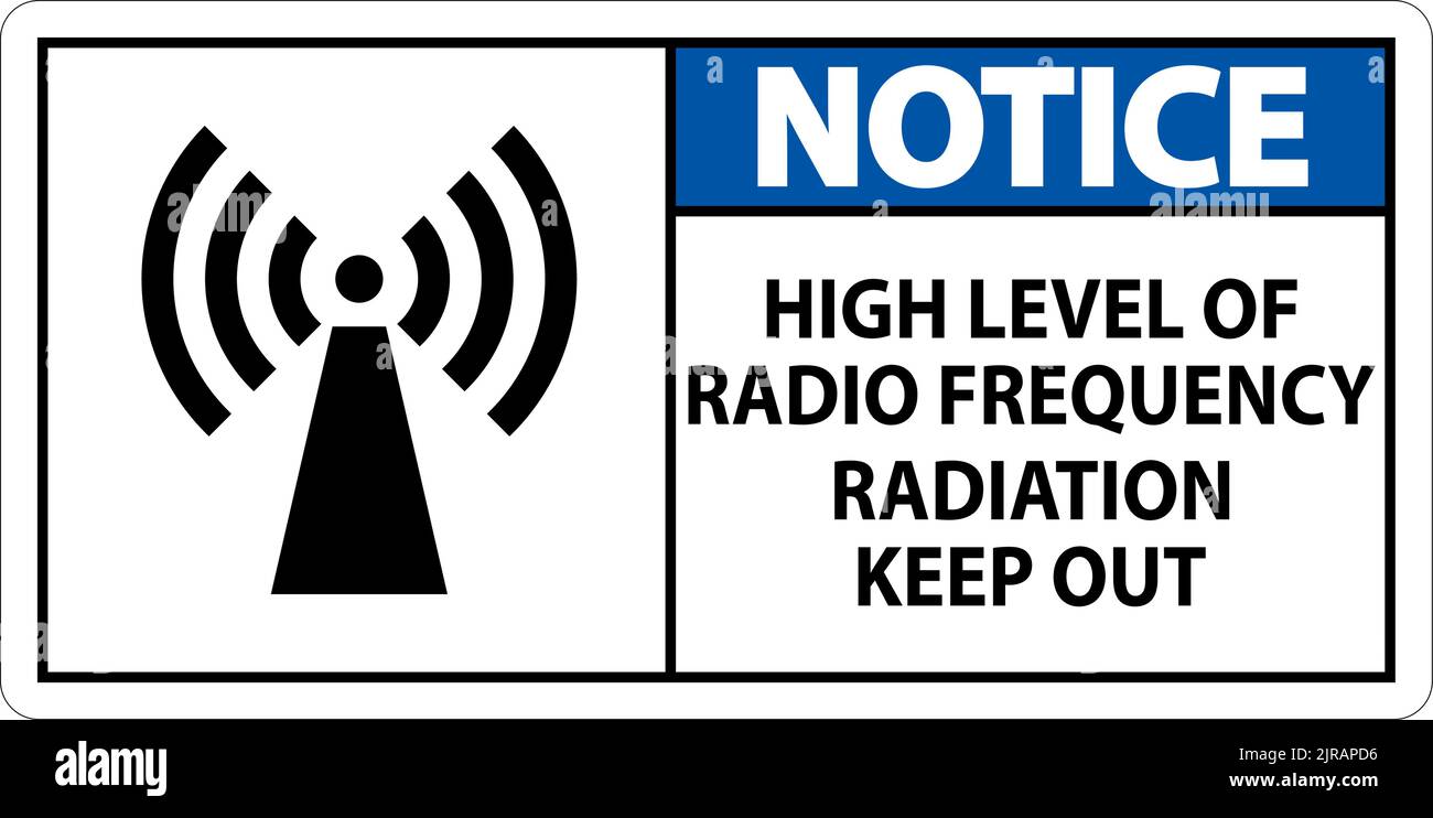 Notice High Level of RF Radiation Sign On White Background Stock Vector ...