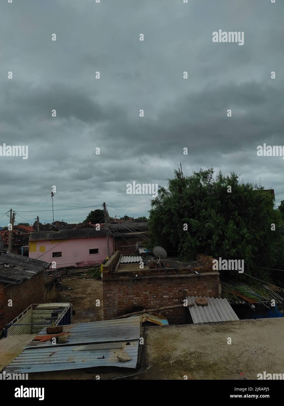 High Angle Shot Of Indian Village Traditional Old Mud House Clay Roof ...
