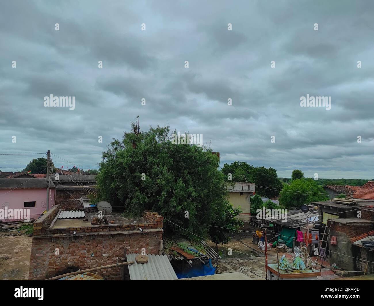 High Angle Shot Of Indian Village Traditional Old Mud House Clay Roof ...