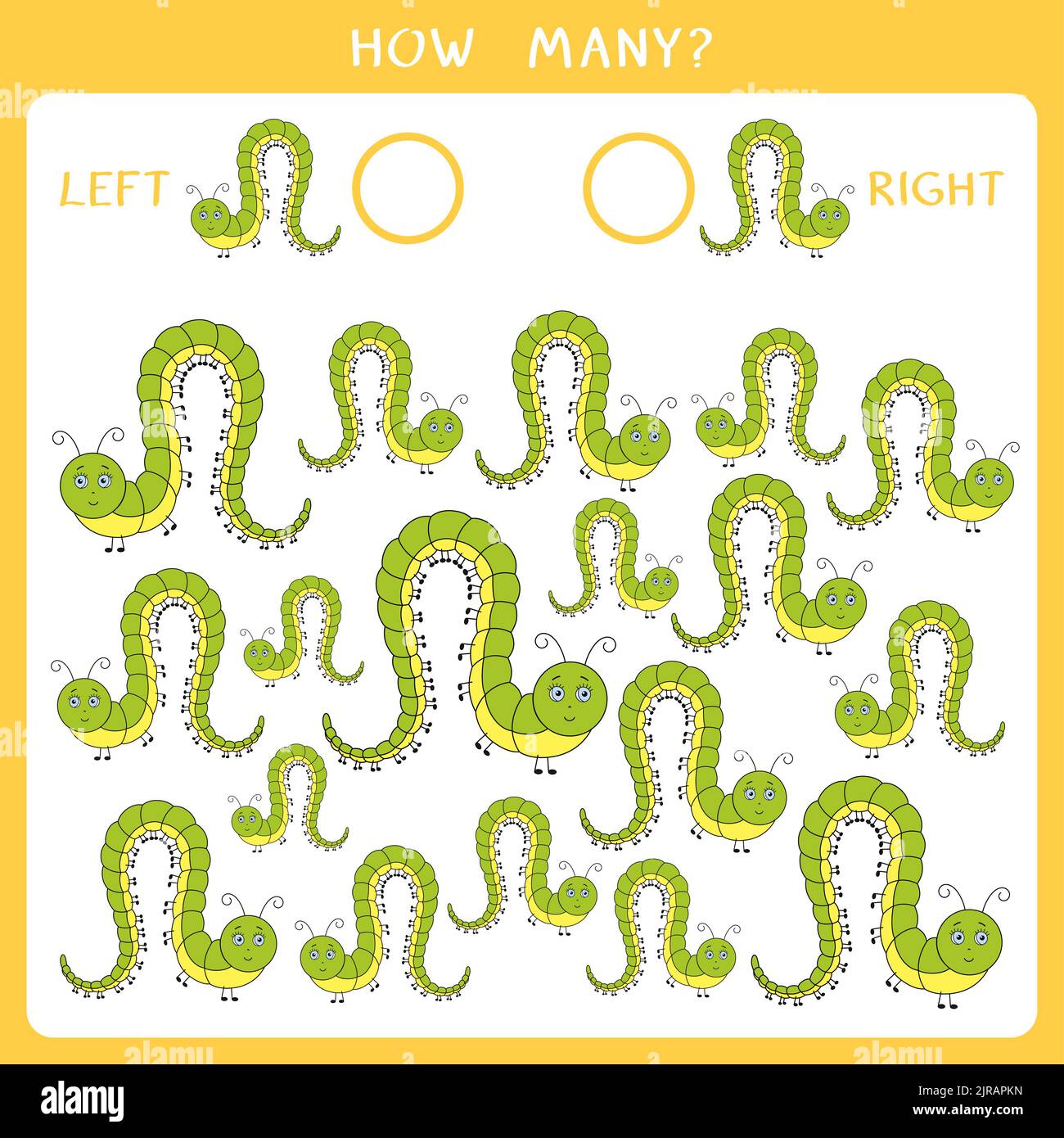 Count how many worms goes to the left and to the right and write the ...