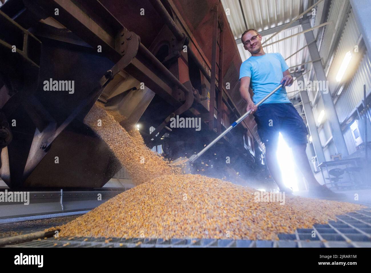 Rostock, Germany. 23rd Aug, 2022. An employee takes a sample during ...