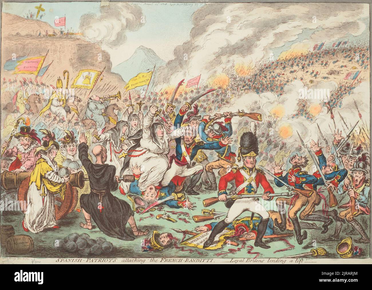 Spanish patriots attacking the French banditti, loyal Britons lending a ...