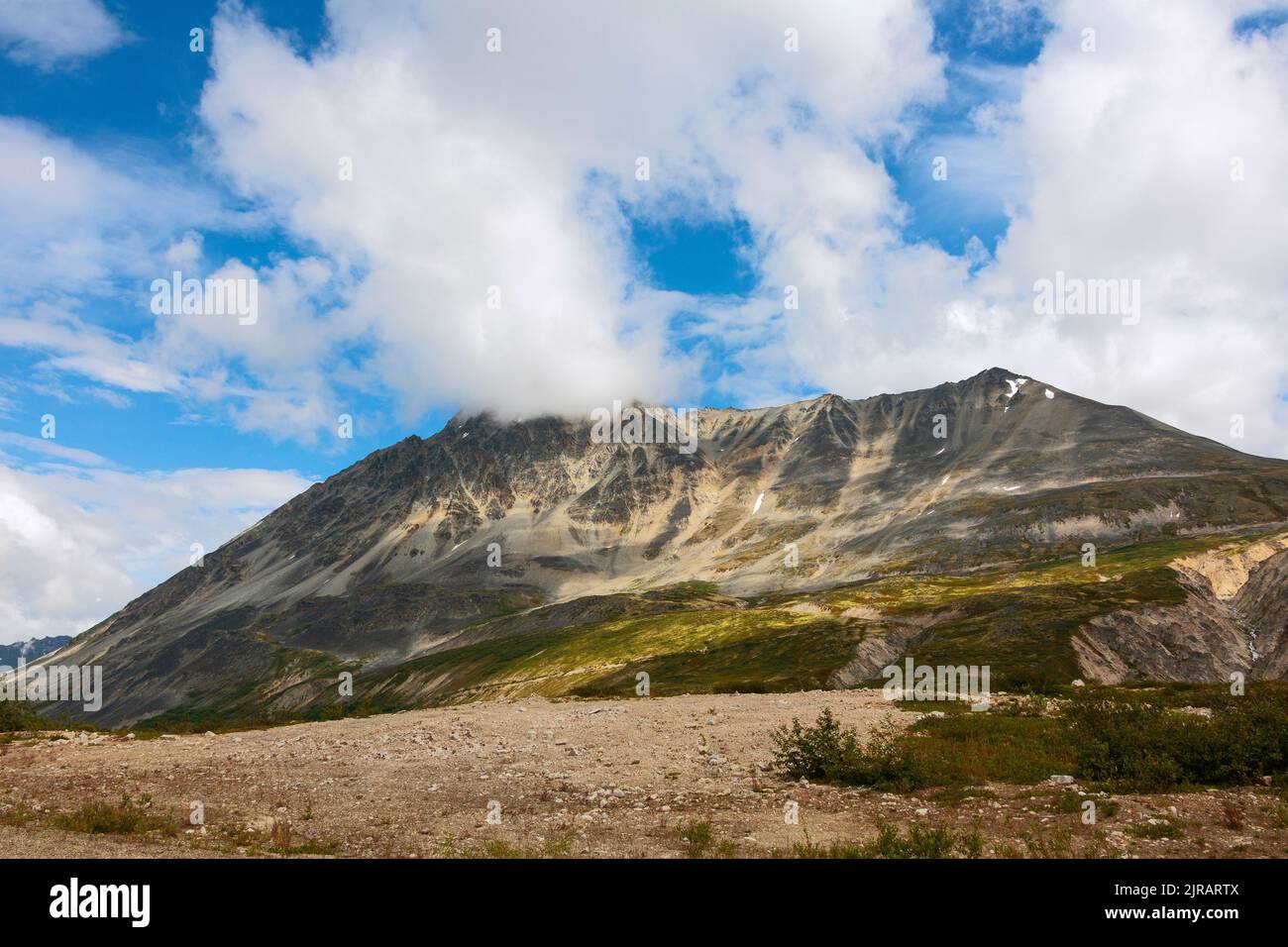 A terrific landscape in Alaska with a high mountain range with a ...