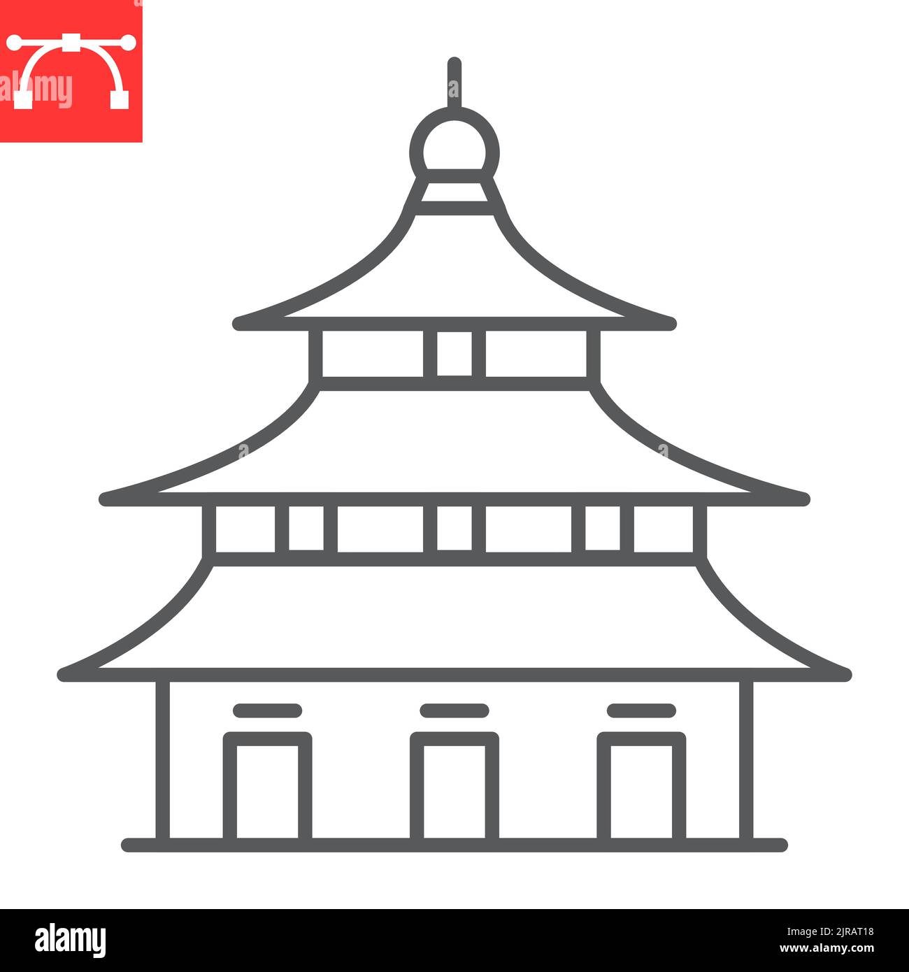 Chinese temple line icon, asian and travel, pagoda vector icon, vector ...