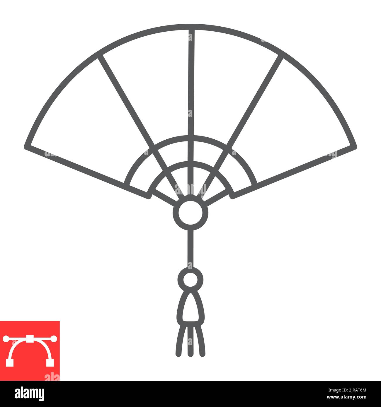 Chinese folding fan line icon, accessory and tessen, Japenese folding ...