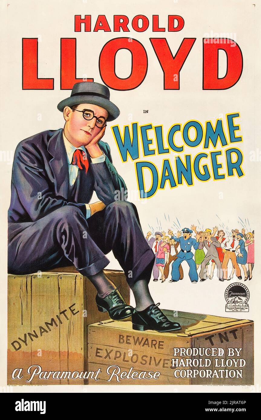 Harold Lloyd - Vintage movie poster for the 1929 film Welcome Danger ...