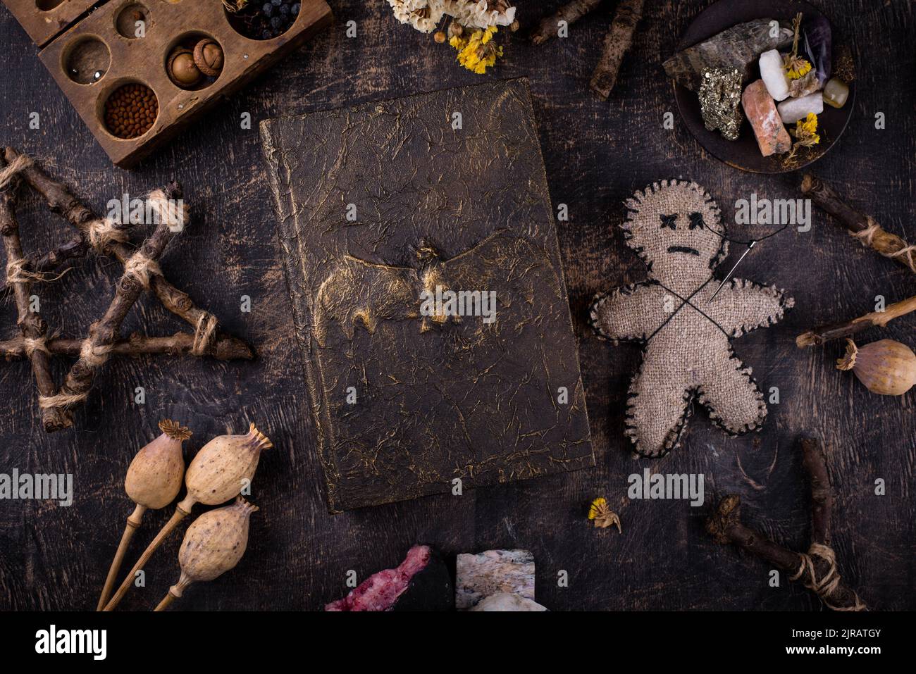 Voodoo doll. Black magic esoteric ritual. Halloween concept Stock Photo ...